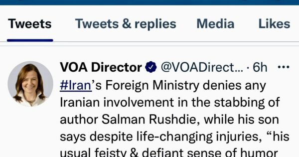 Voice of America Acting Director Tweets ‘Iran Denies Link to Rushdie ...